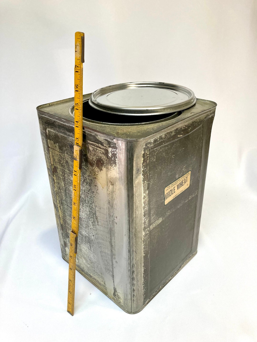 Multiple Large Metal Storage Cans | Steel Lidded Rectangle Canister ...