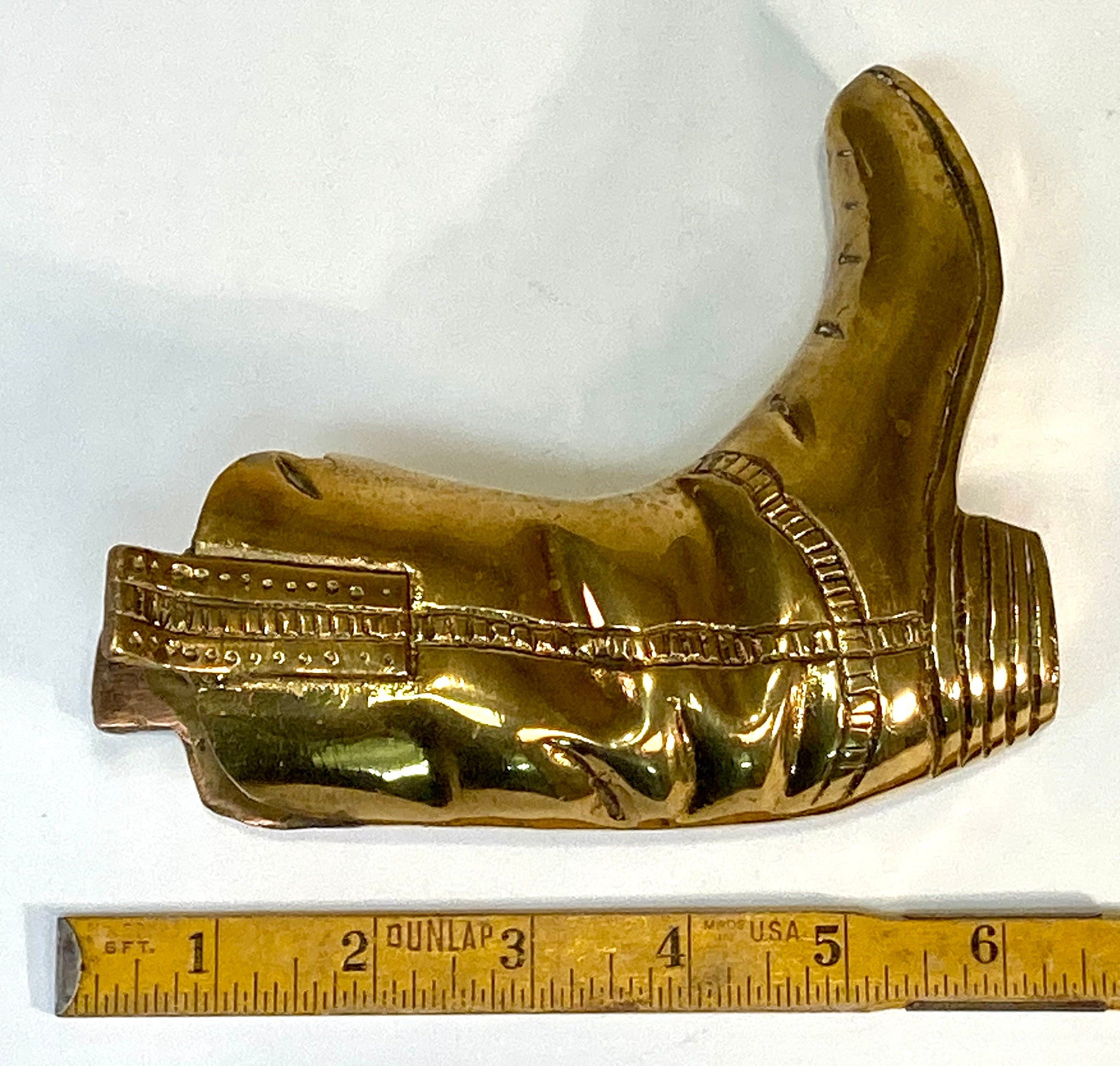 6 Vintage Brass Cowboy Boot Sculpture Gold Country Western/lodge/ranch ...