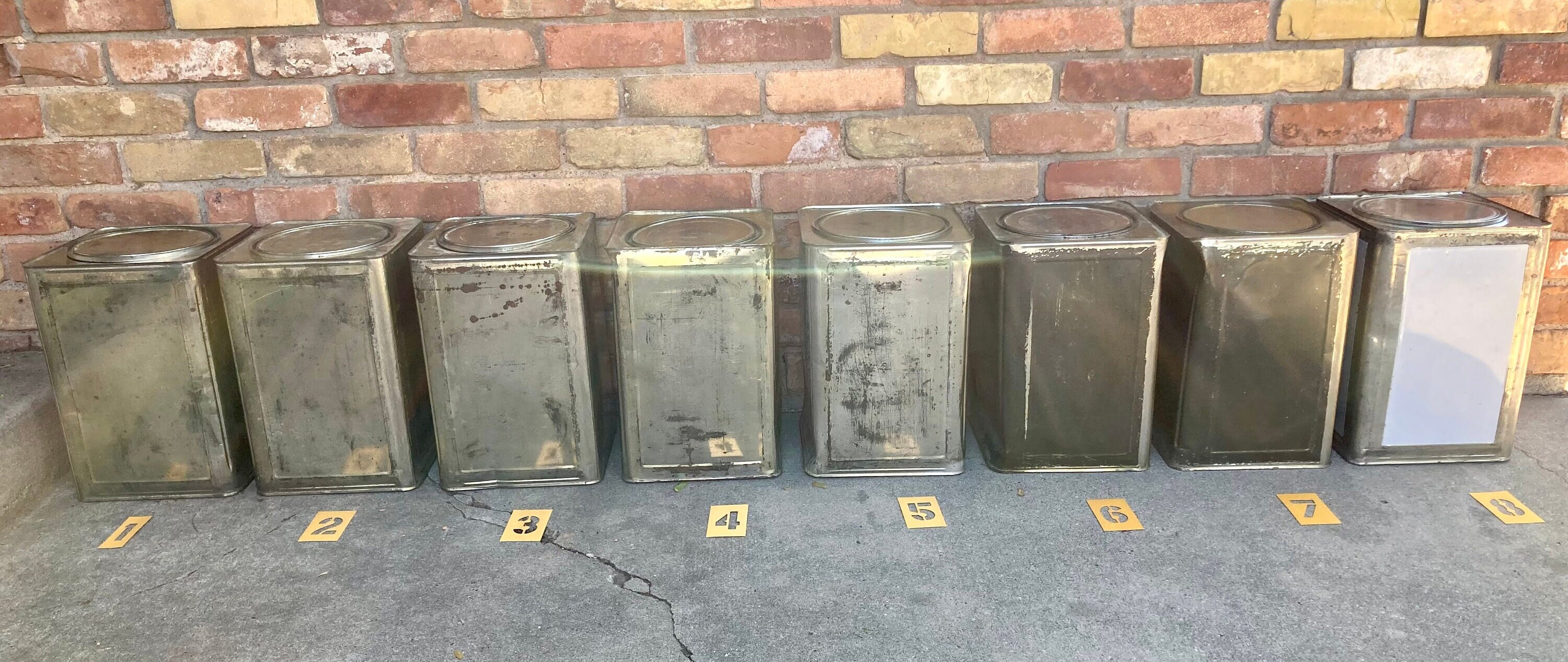 Multiple Large Metal Storage Cans Steel Lidded Rectangle Canister ...