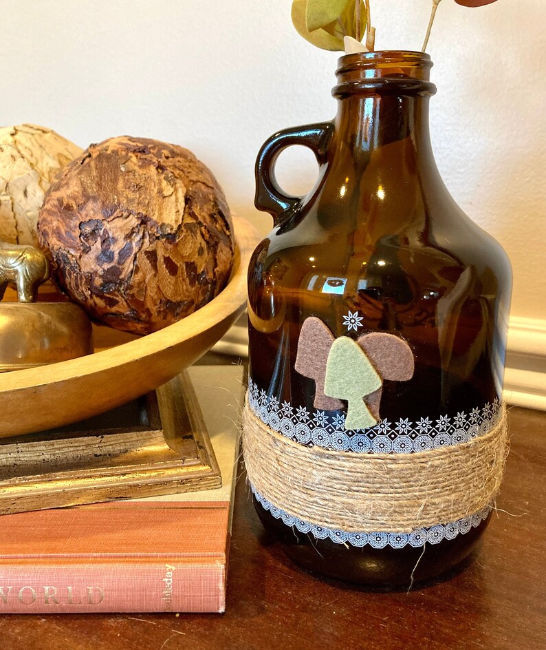 Upcycled Woodland Jug Decor | Brown Glass Vase | Cottage & Country ...