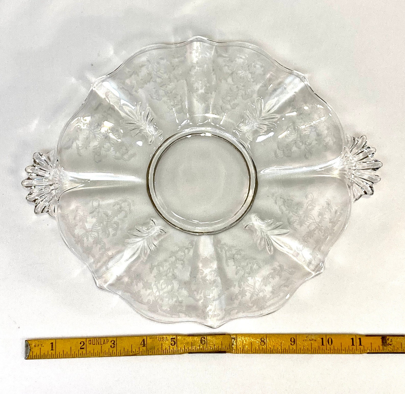 Fostoria NAVARRE Round Glass Tray | 1940s Clear Scalloped Platter W ...
