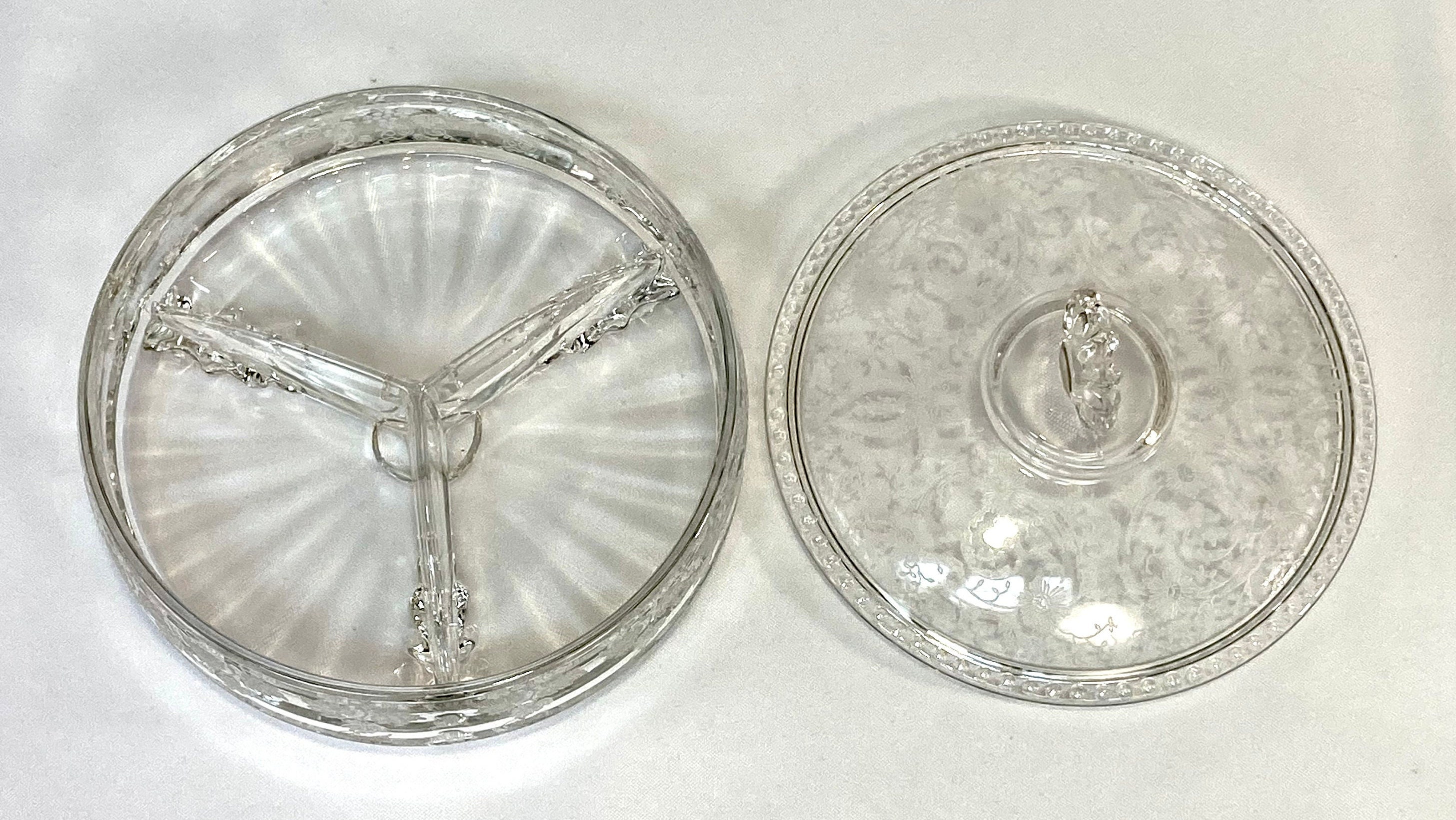 Depression Etched Divided Candy Dish W/ Lid Viking/new Martinsville ...