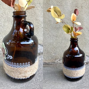 Upcycled Woodland Jug Decor | Brown Glass Vase | Cottage & Country ...