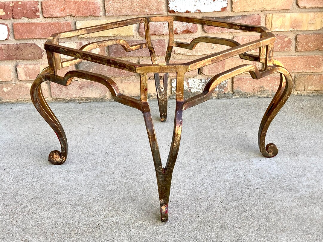 Low Gilt Geometric Side Table: Base Only | Midcentury Hollywood Regency ...