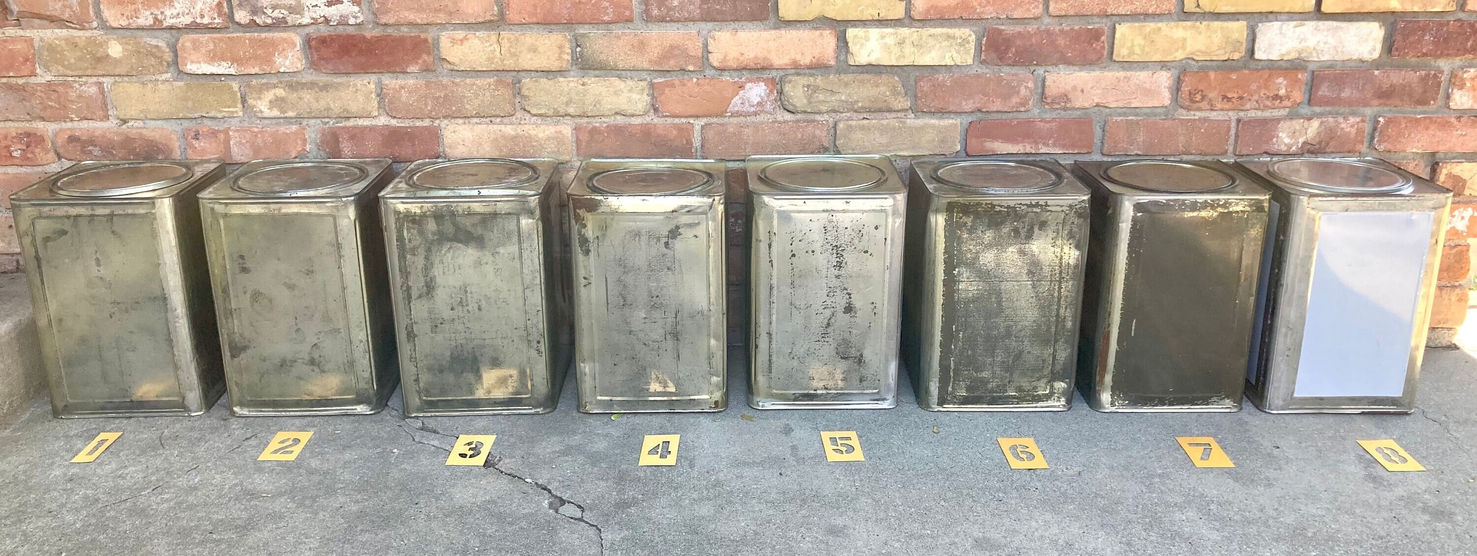 Multiple Large Metal Storage Cans Steel Lidded Rectangle Canister ...