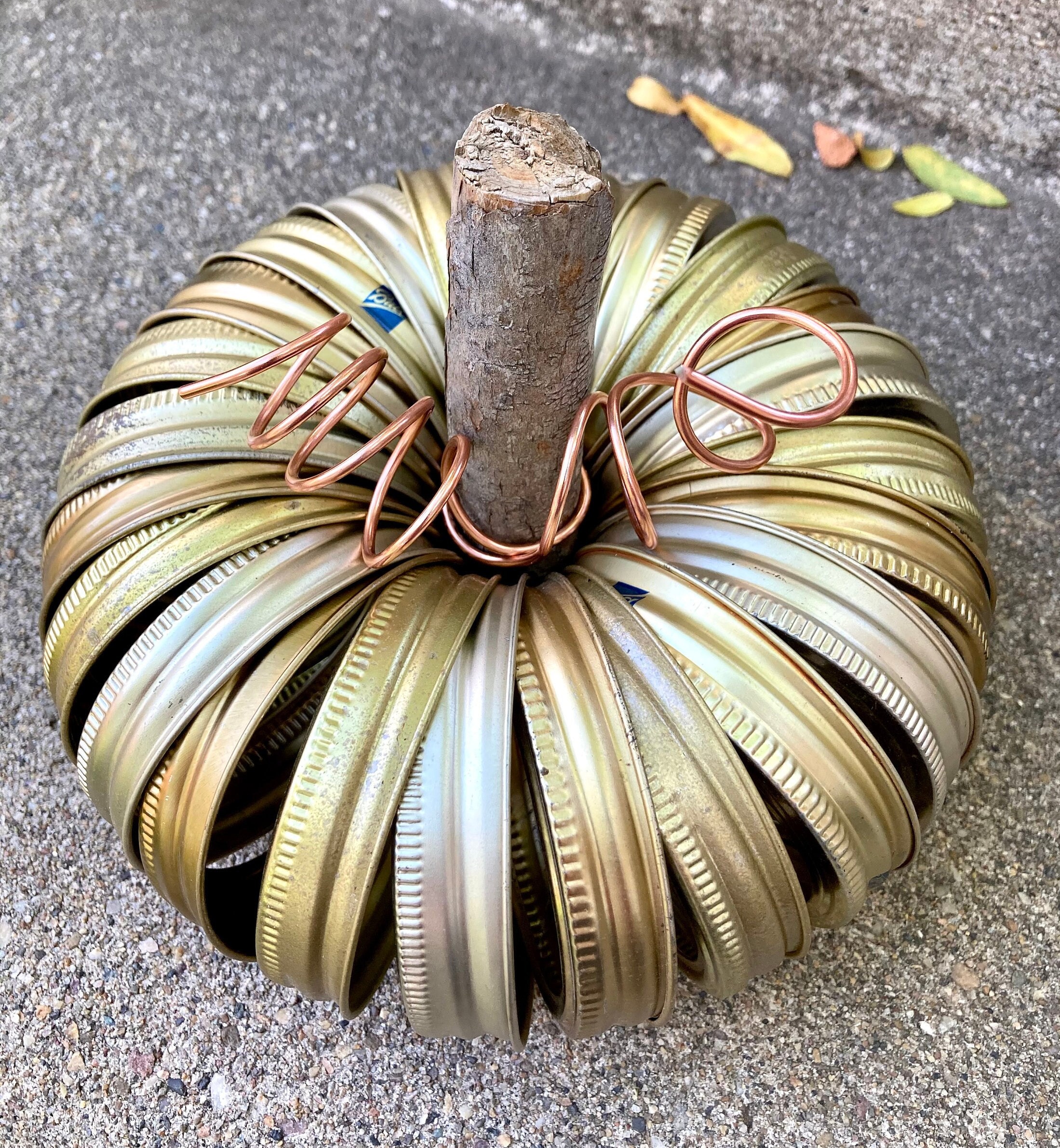 Rustic Wide Canning Ring Pumpkin Upcycled Fall Home Décor Shabby