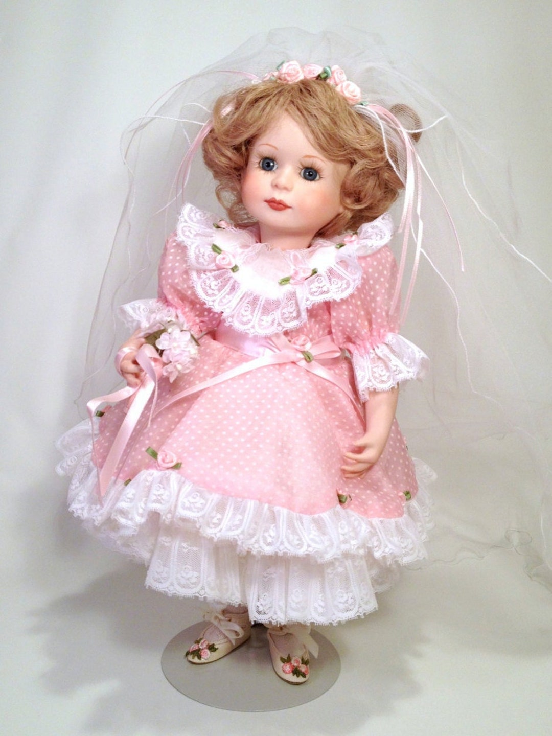 Flower Girl Porcelain Doll | 14 Inch Jointed Hard Body | Handmade in ...