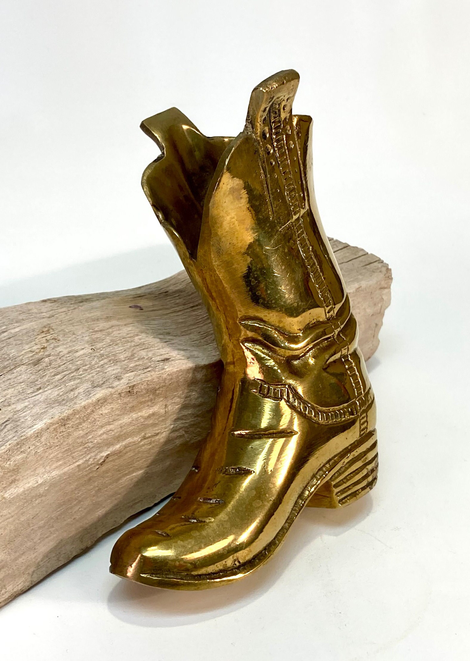 6 Vintage Brass Cowboy Boot Sculpture Gold Country Western/lodge/ranch ...