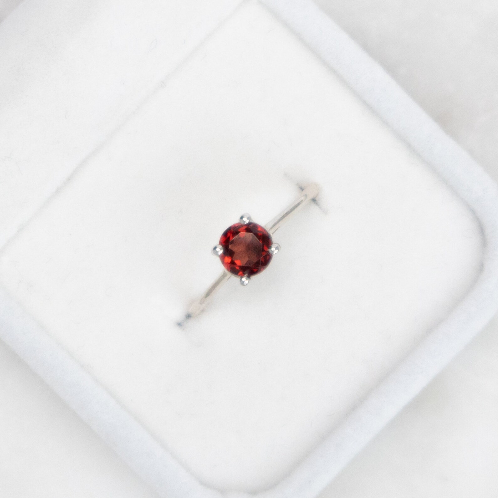 Garnet Ring Silver January Birthstone Rings for Women Dainty - Etsy
