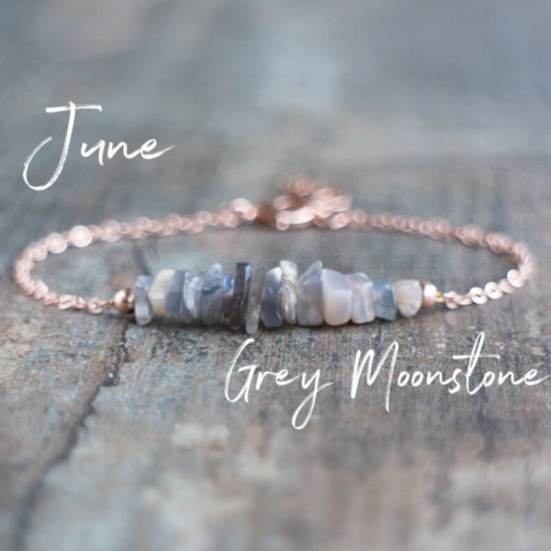 Raw Crystal Bracelet Grey Raw Moonstone Bracelet Boho | Etsy