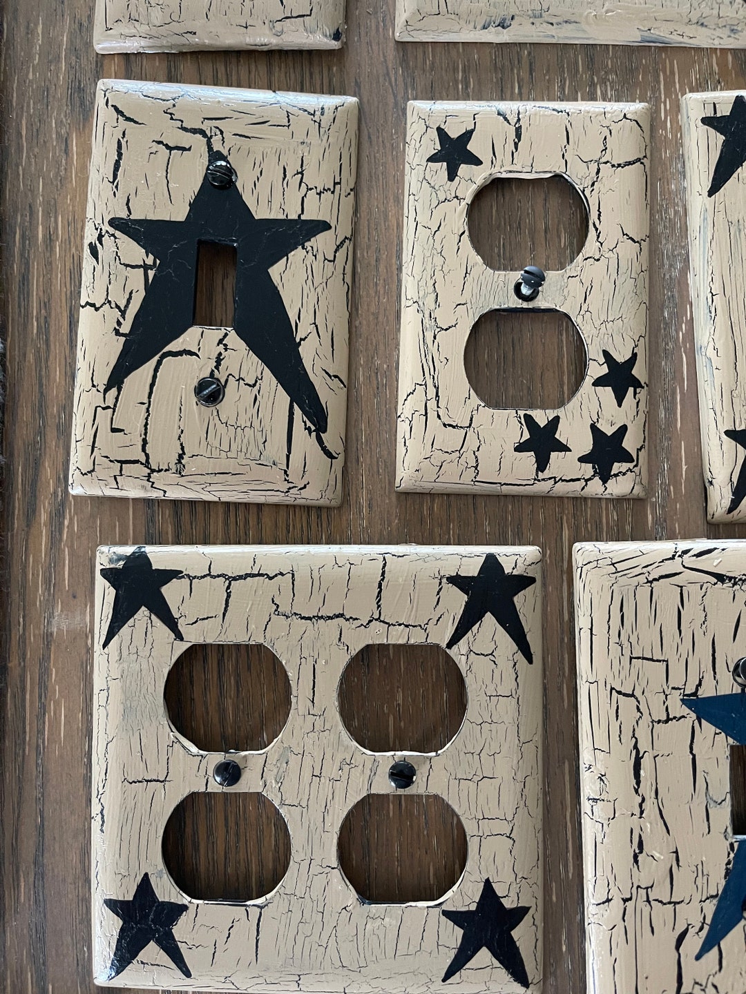Set of 5 Switch Covers Primitive Black Star - Etsy