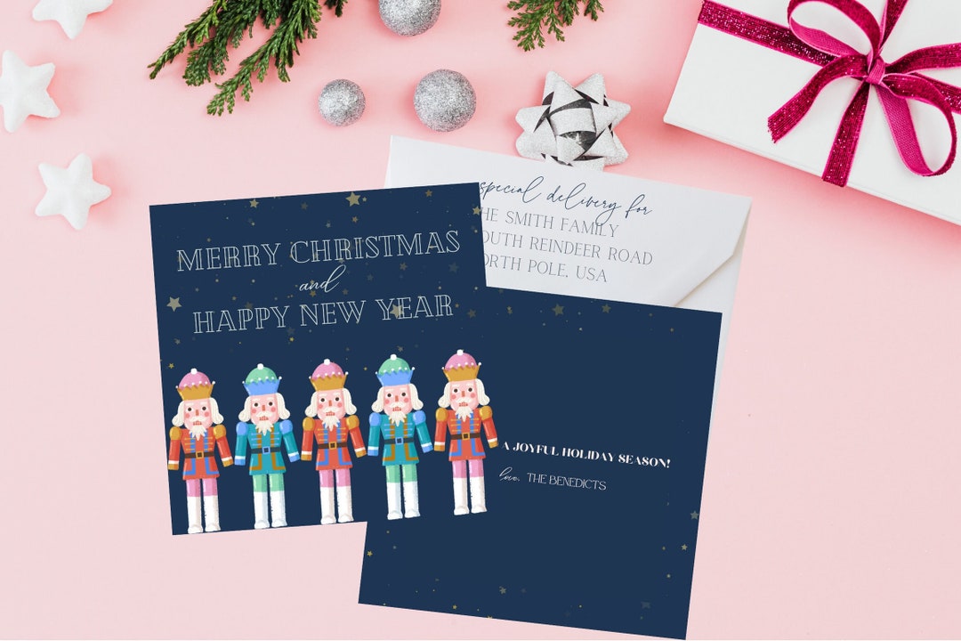 Nutcracker Christmas Card Template Holiday Card Template Canva Holiday ...