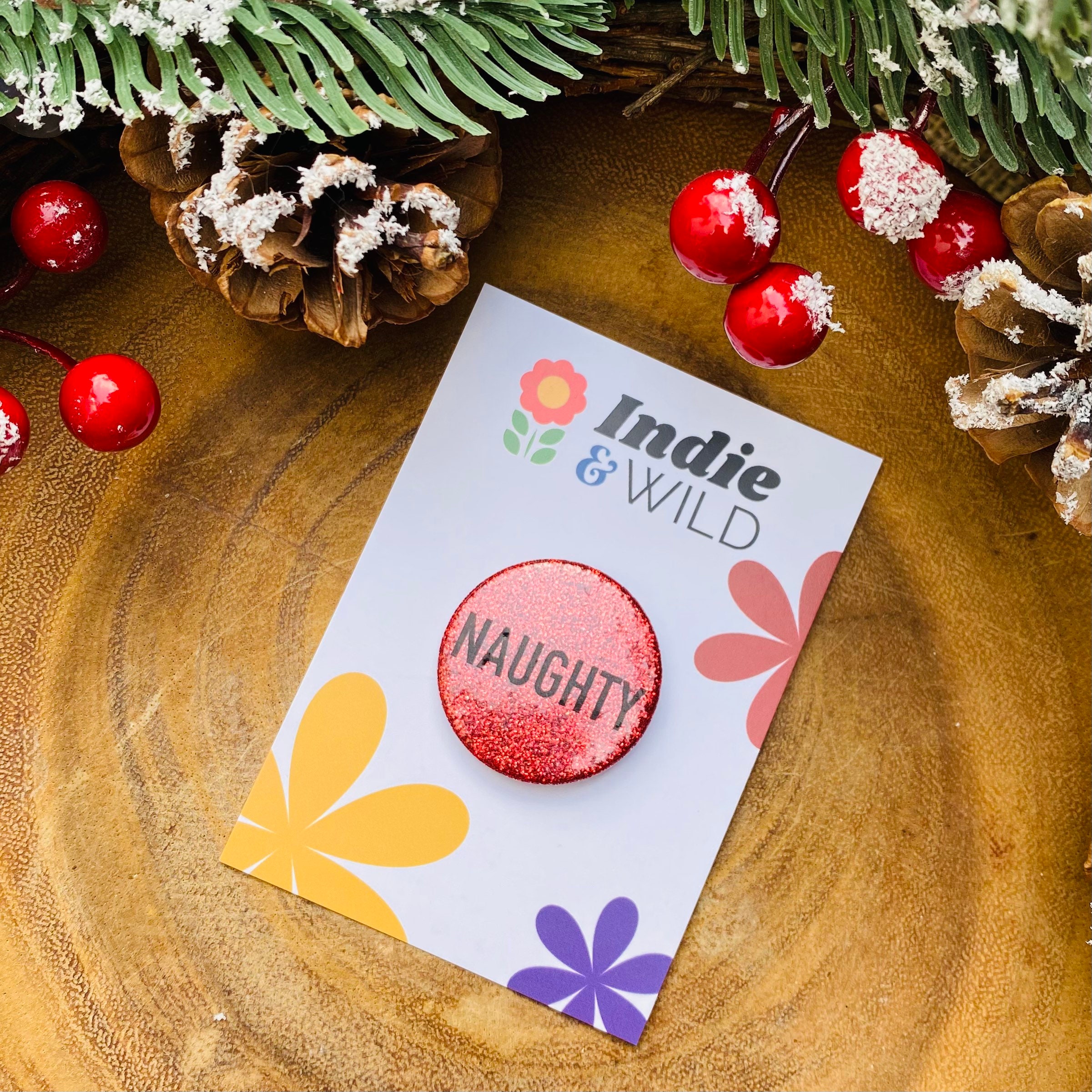 Christmas Badge Naughty or Nice Santas Little Helper Glitter - Etsy UK