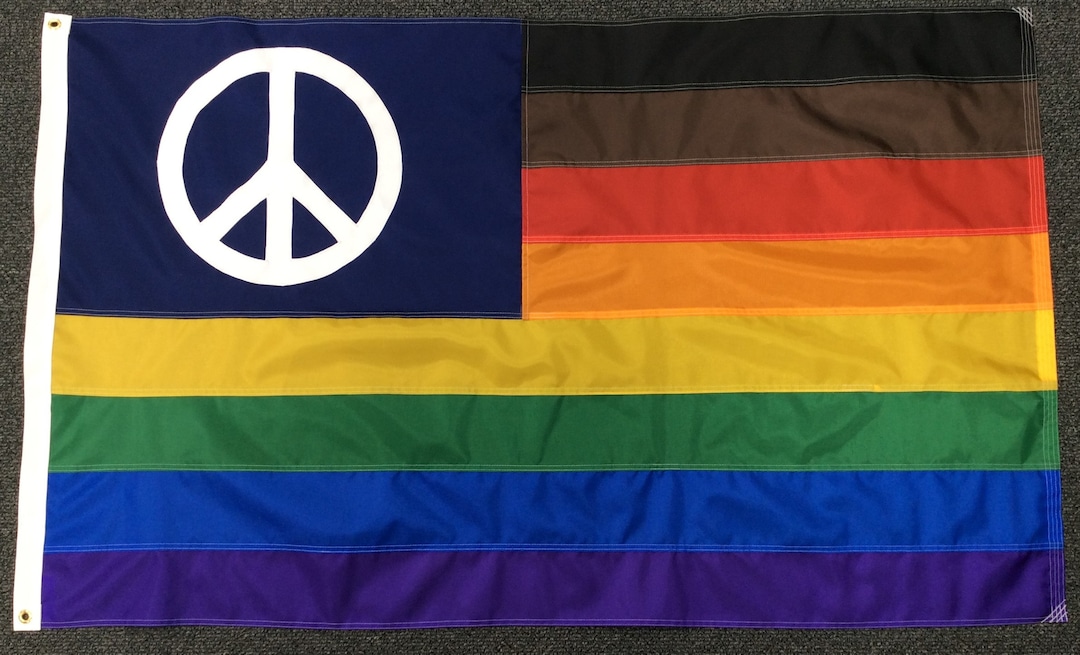 Philadelphia’s 8-stripe Peace-sign Rainbow Pride Flag, Hand Sewn ...