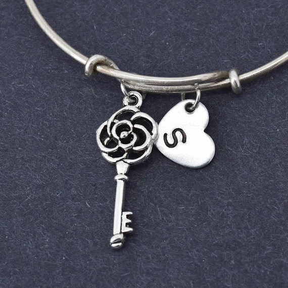 Items similar to Key Bangle, Sterling Silver Bangle, Key Bracelet ...