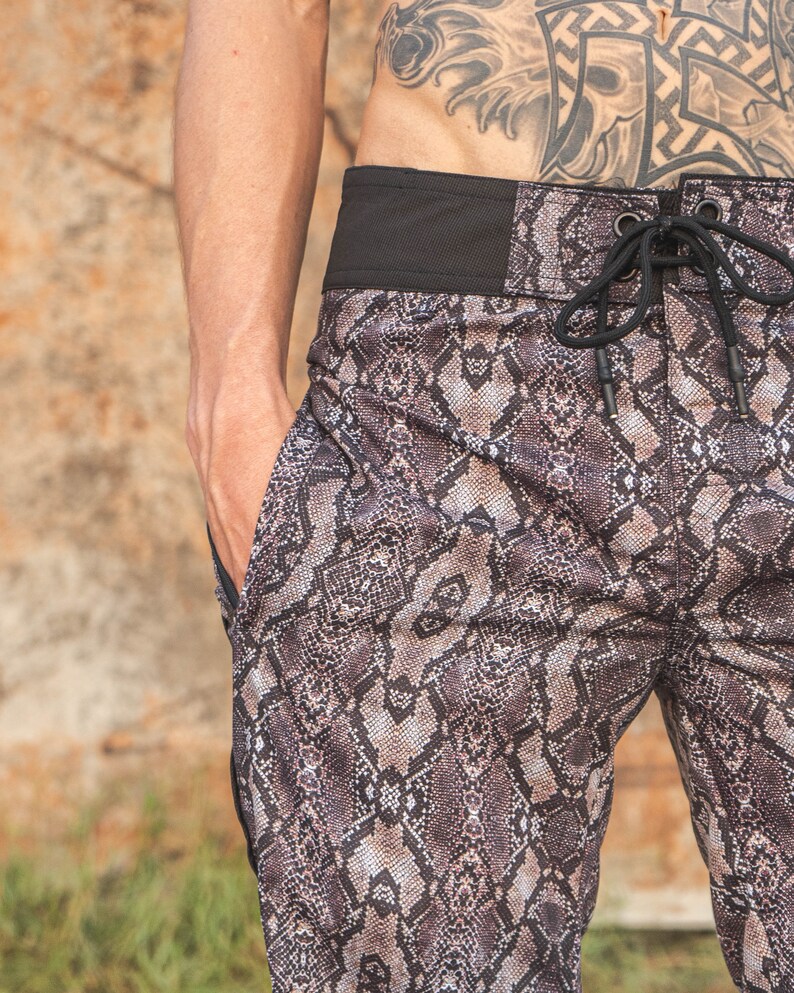 Python Swirl Men's Nylon Swim Shorts Reptile Print Boardshorts Summer ...