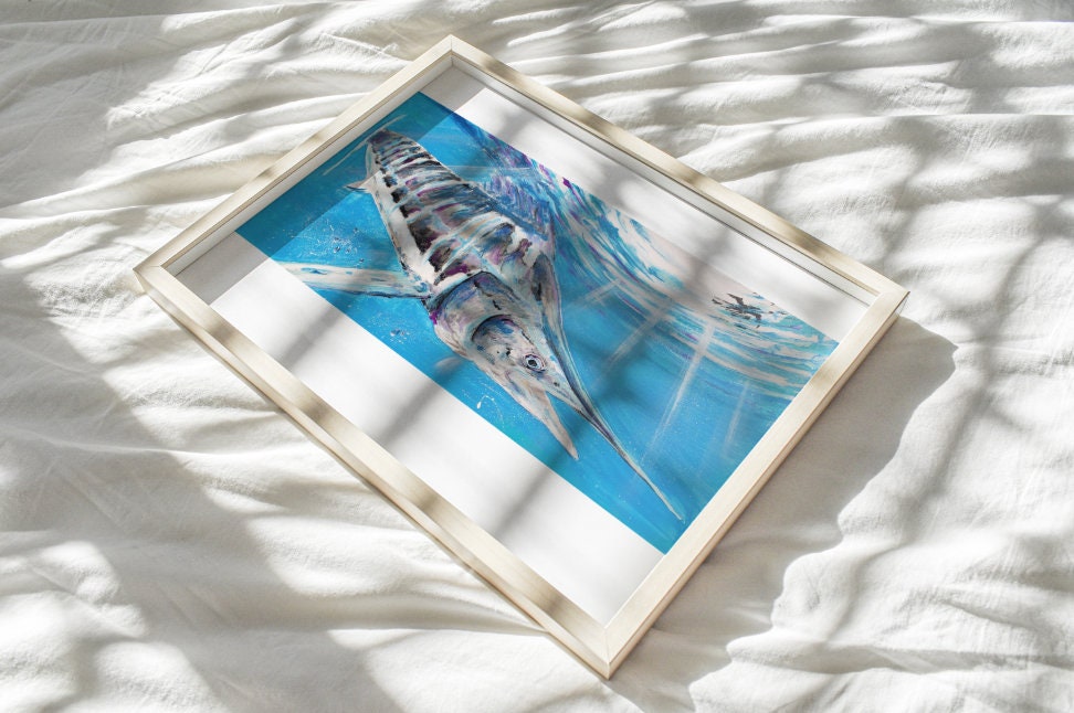 UNDERWATER MARLIN Paper Print | Etsy
