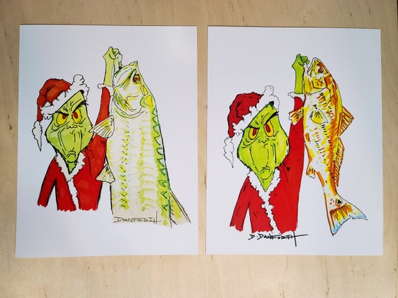Grinch Fishing Art Print - Etsy