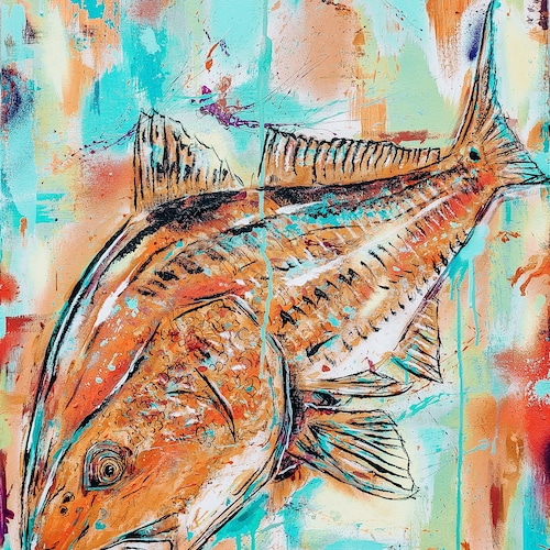 Redfish on Canvas - Etsy