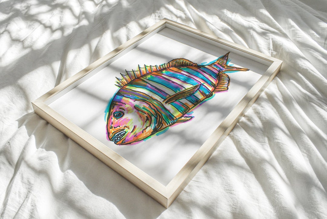 NEON SHEEPSHEAD - Paper Print - Etsy