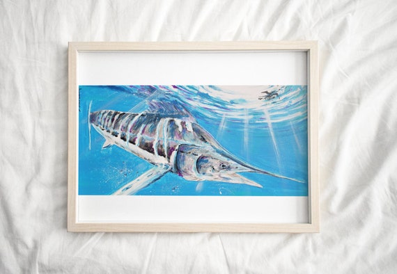 UNDERWATER MARLIN Paper Print | Etsy