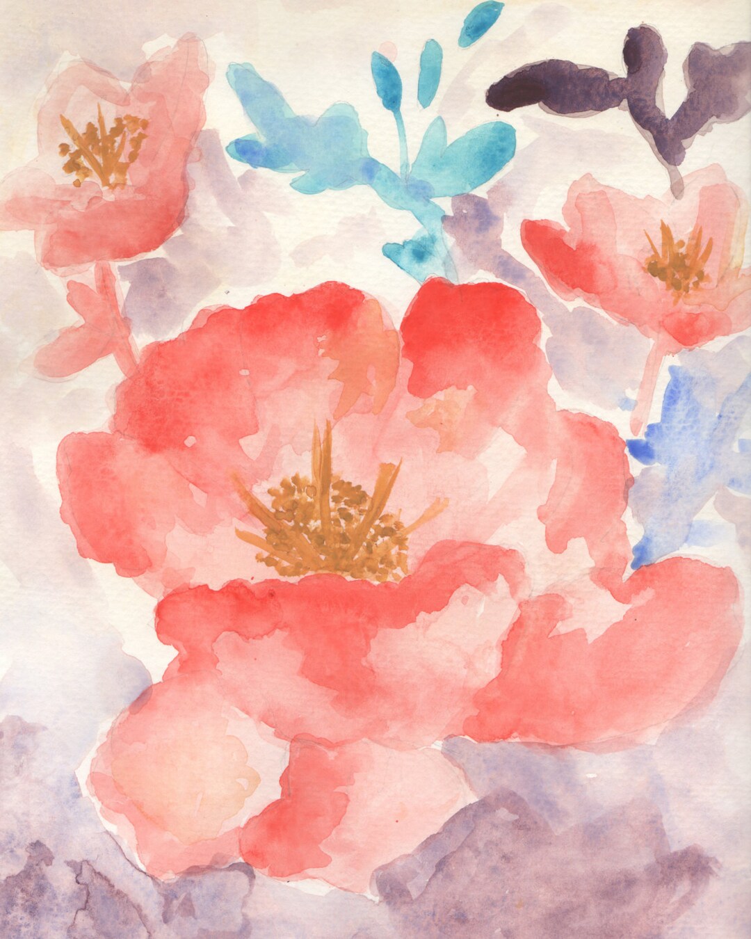 Floral Wall Art Pink Flower Wall Art Pink Flower Watercolor - Etsy