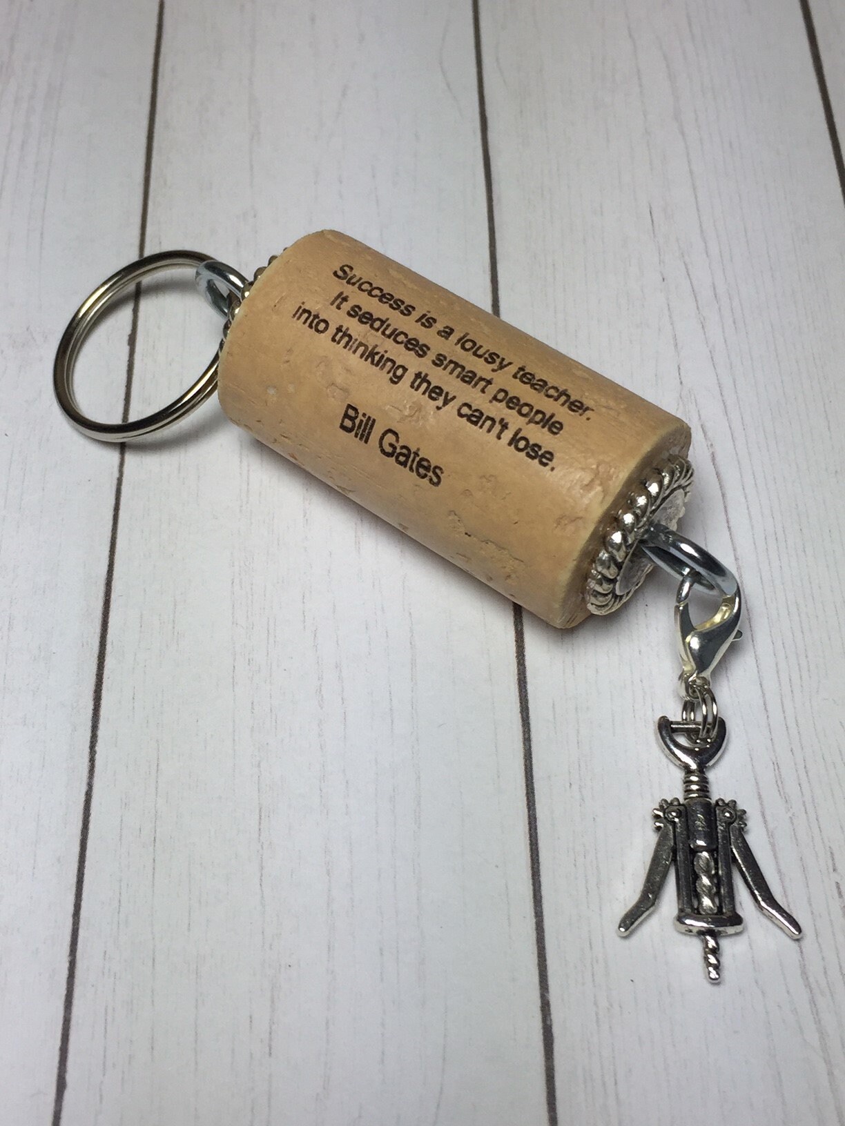 Wine Cork Keychain - Bill Gates Quote - Etsy