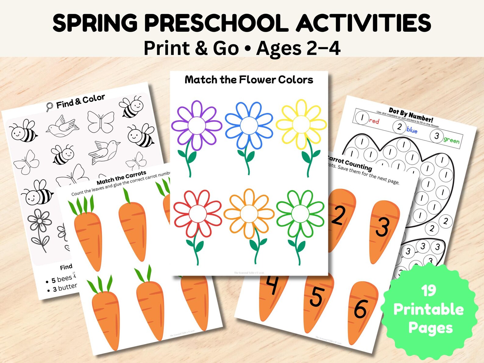 Spring Preschool Math and Literacy Activity Pack | Ages 2-4 Learning ...