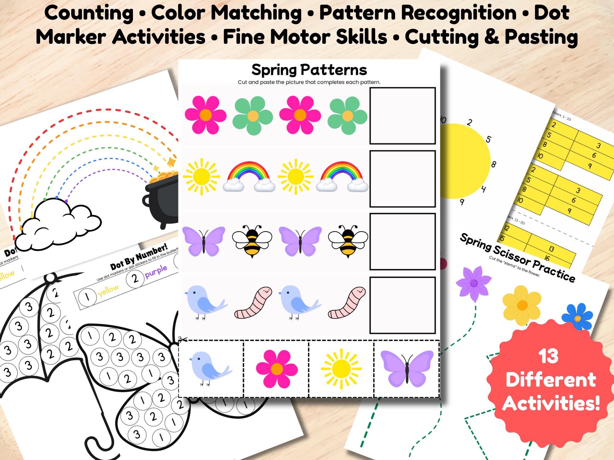 Spring Preschool Math and Literacy Activity Pack | Ages 2-4 Learning ...