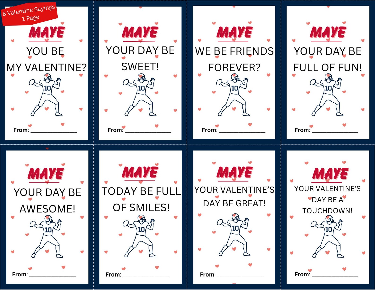 Drake Maye Valentine Cards Printable - Etsy