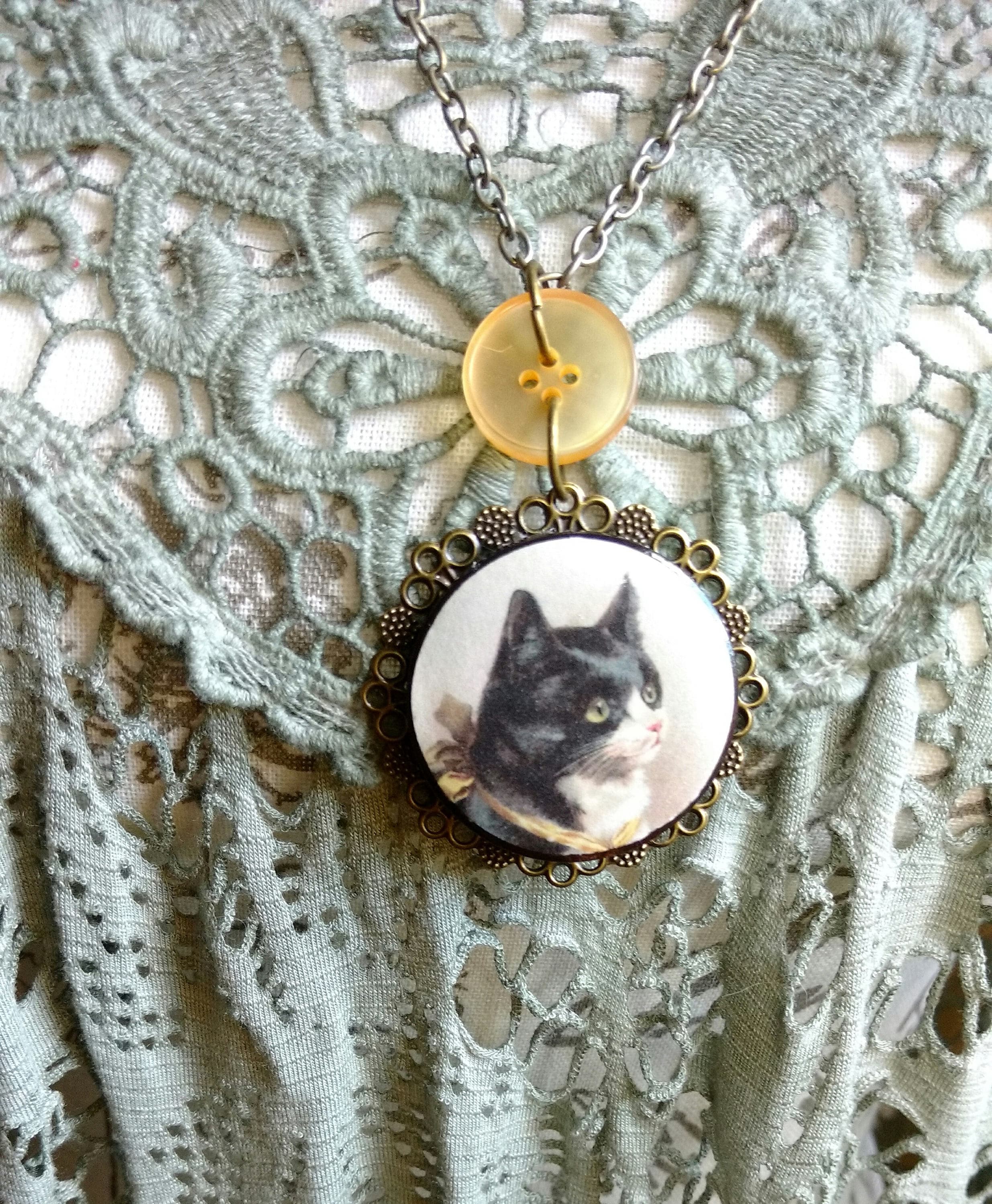 Cat Necklace for Women Long Pendant Necklace Cat Art - Etsy