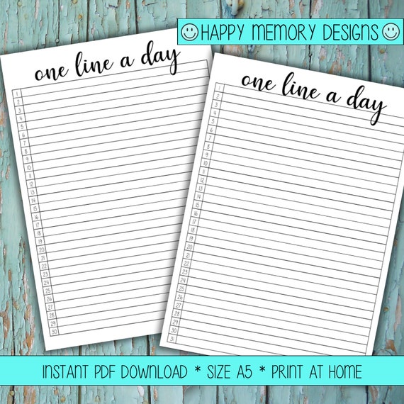 Bullet Journal One Line a Day Digital Download/ Printable | Etsy