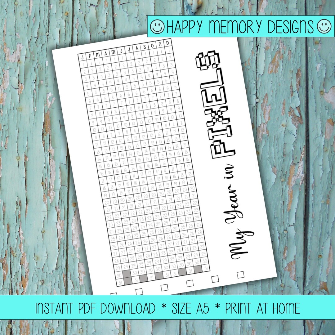Bullet Journal Tracker - My Year in Pixels - Digital Download ...