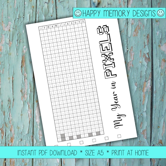 Bullet Journal Tracker My Year in Pixels Digital Download/ - Etsy