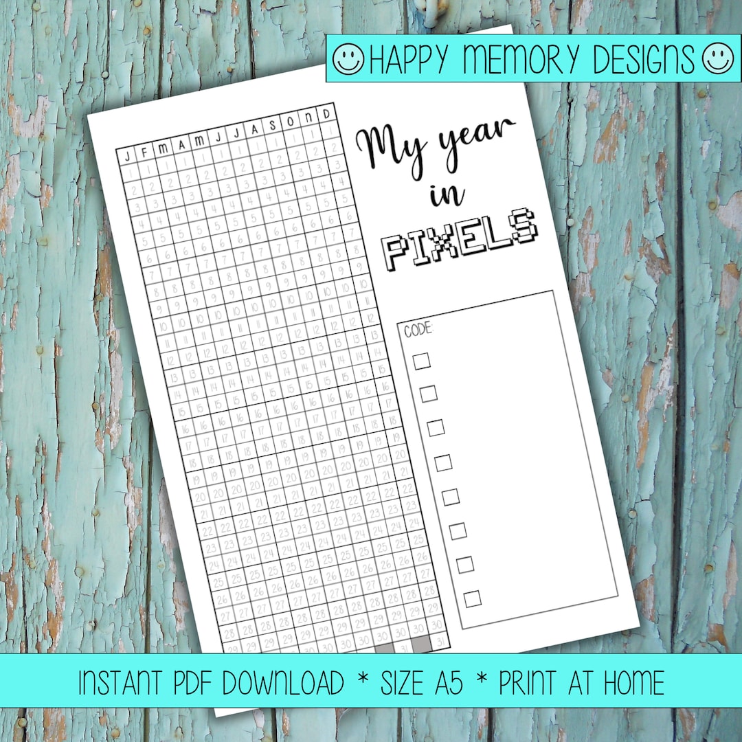Bullet Journal Tracker My Year in Pixels Digital Download/ Printable - Etsy