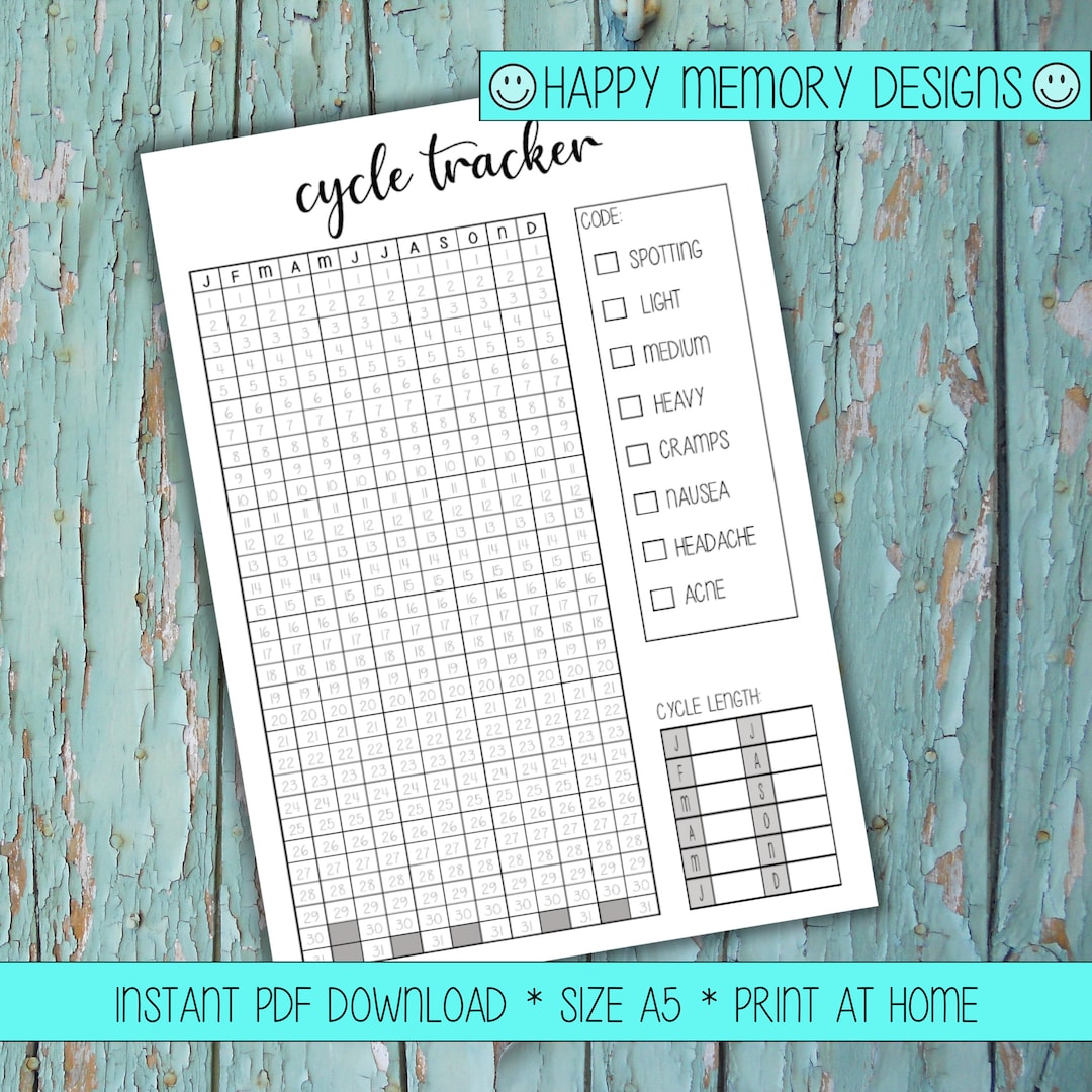 Bullet Journal Tracker Cycle Tracker Digital Download/ Printable - Etsy