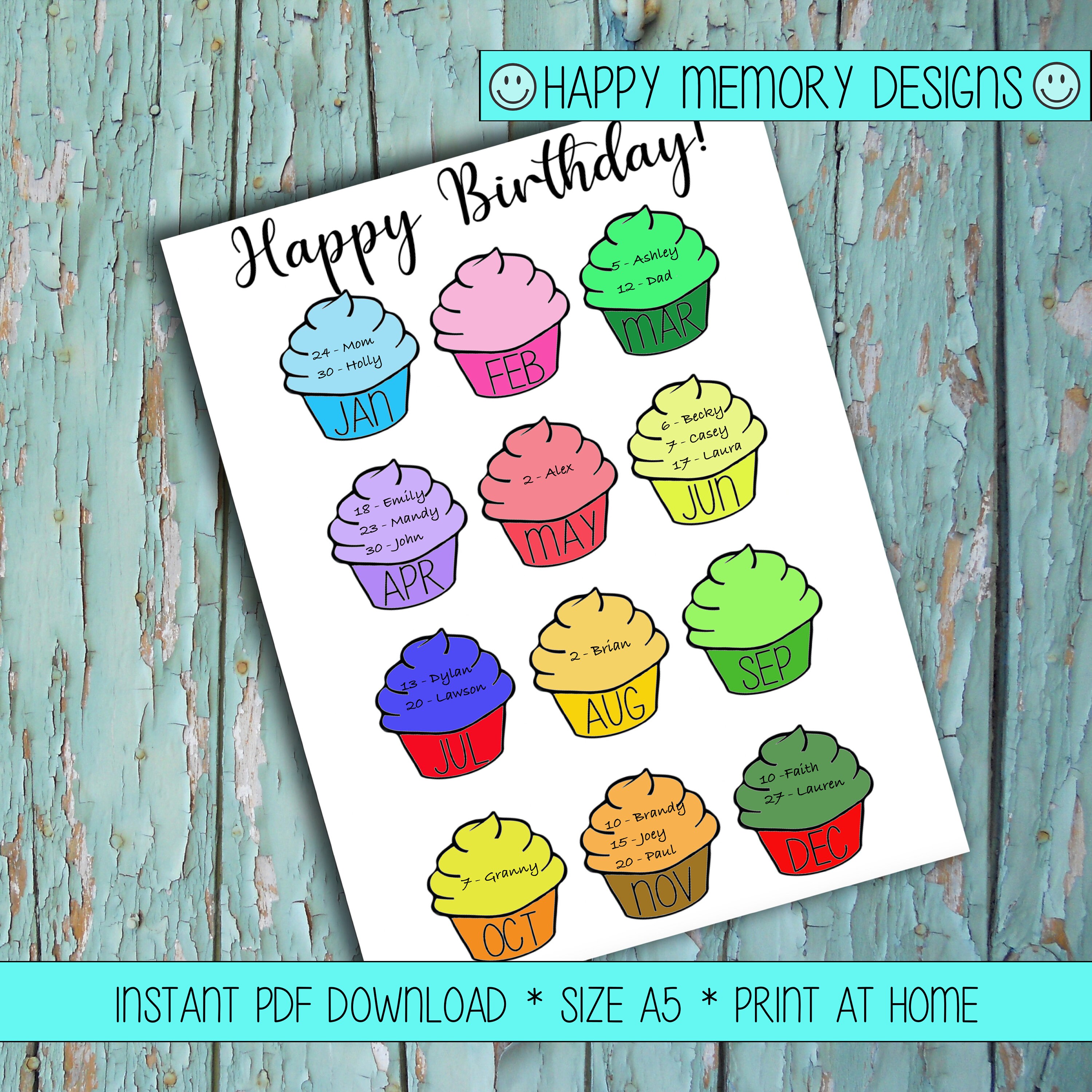 Bullet Journal tracker Birthday Tracker Digital Download/ | Etsy