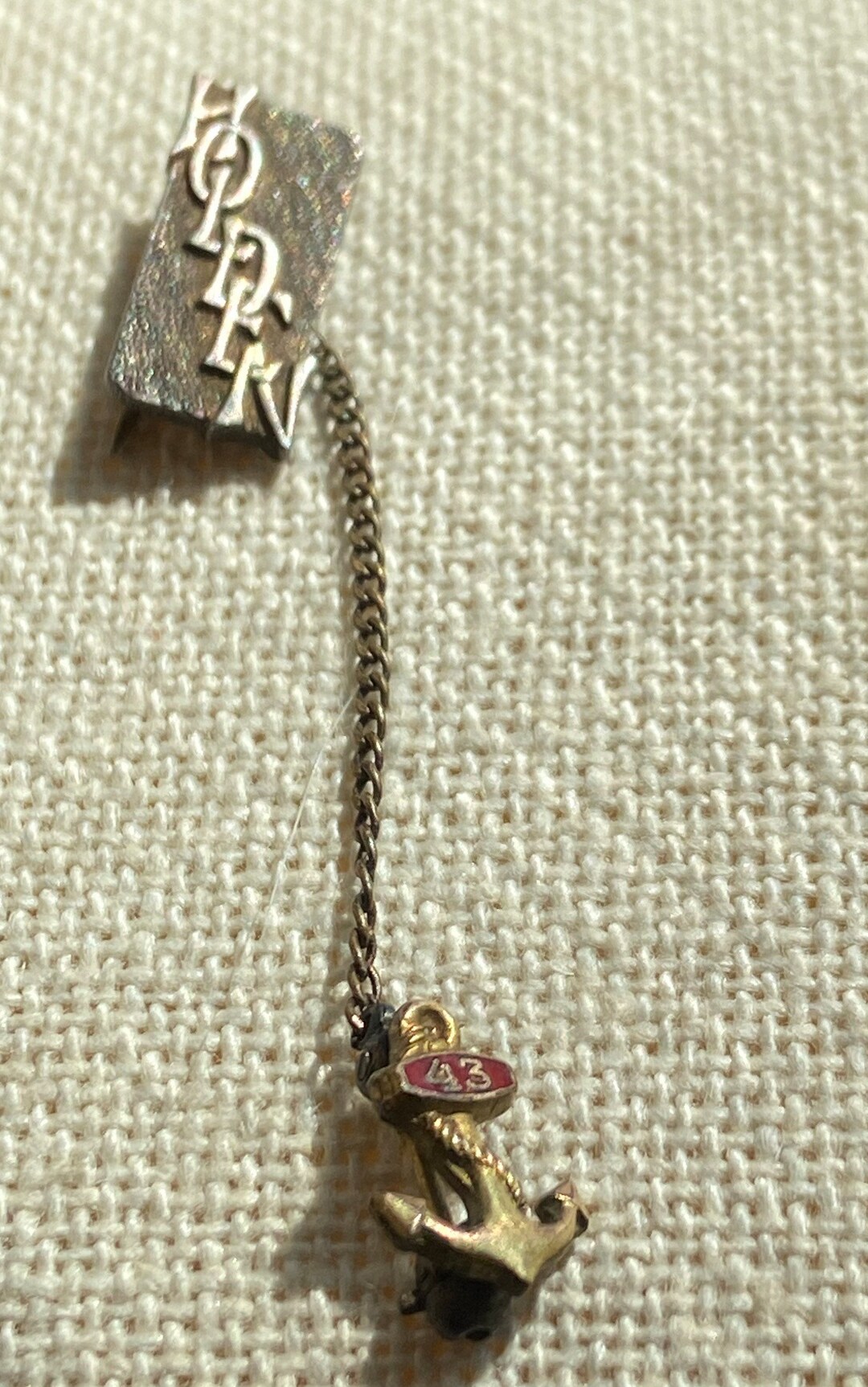 WW2 Tie Tack Pin W/ 1943 Rope Chain Anchor Chain “holden” Catcher in ...