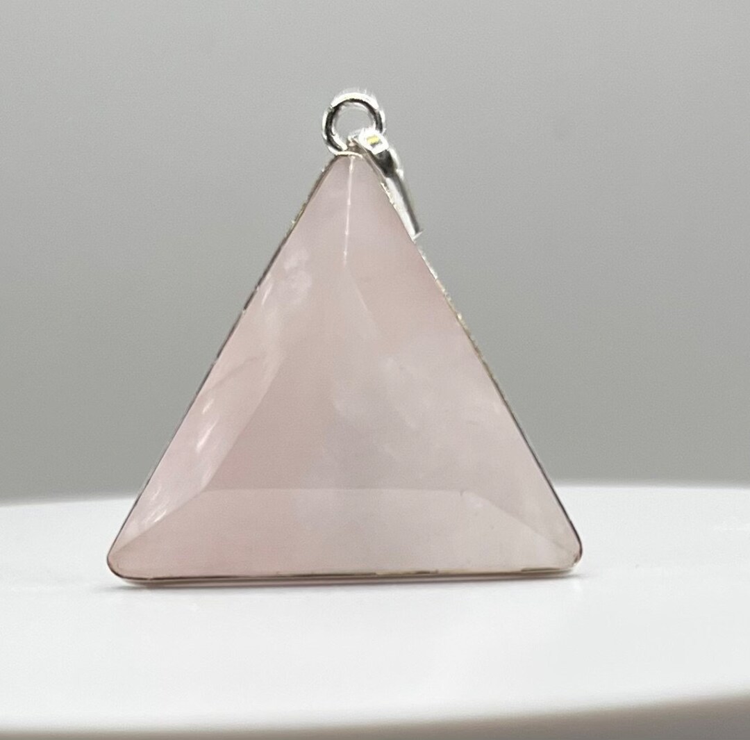 Rose Quartz Vogel Type Crystal Triangle Pendant W/possible Inclusions ...