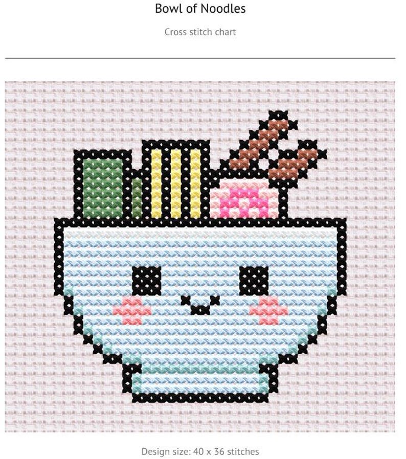 Kawaii Bowl of Ramen Noodles Cute Cross Stitch Pattern PDF Instant ...