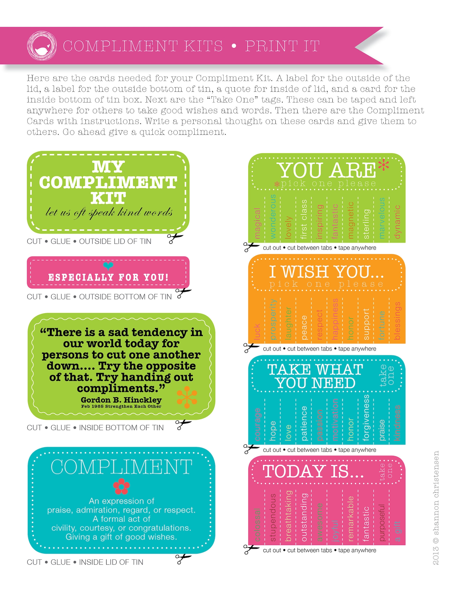 Compliment Kit - Digital Download - Etsy