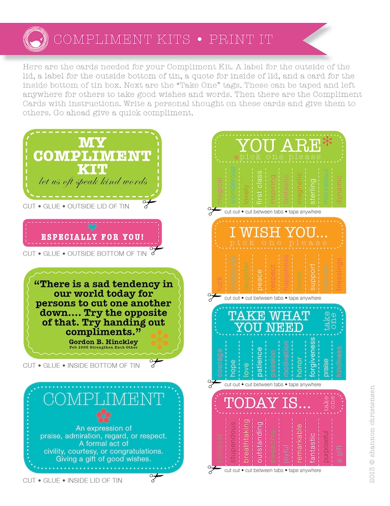 Compliment Kit - Digital Download - Etsy
