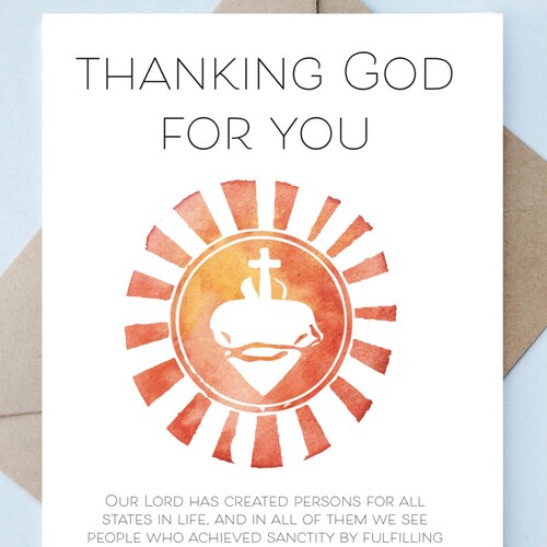 Sacred Heart Thank You Card // Catholic Thank You Handmade - Etsy Ireland