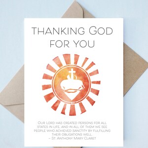 Sacred Heart Thank You Card // Catholic Thank You Handmade Watercolor ...