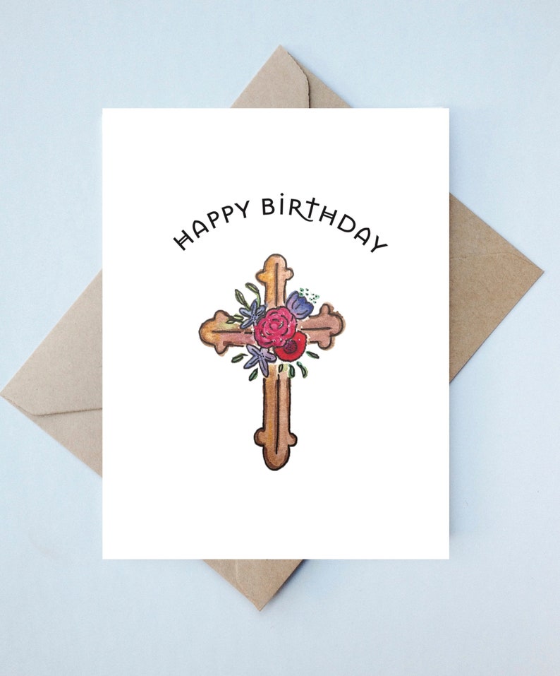 Catholic Birthday Card //Cross Catholic Handmade | Etsy