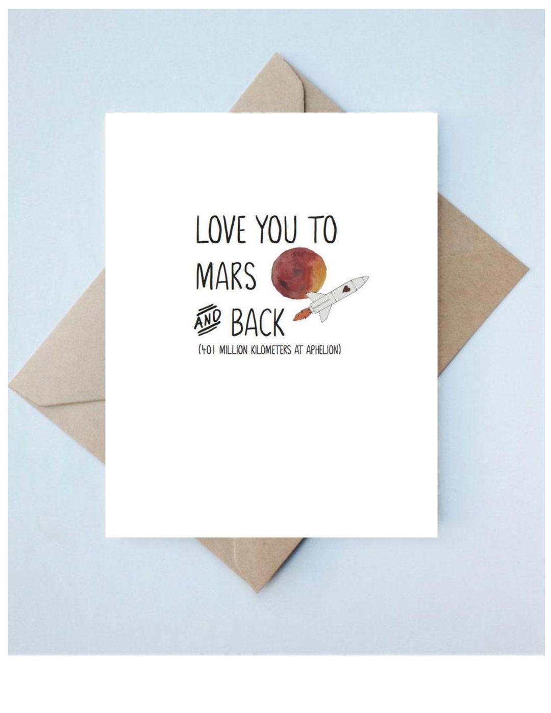 Handmade Space Love Card // Love Card Space Love Mars Love You to the ...