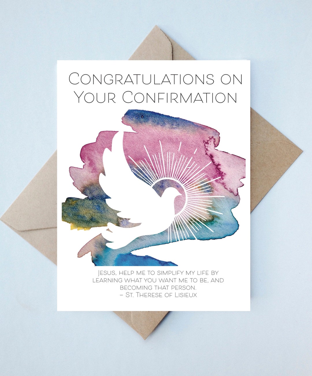 Congratulations Confirmation Card // Catholic Handmade Watercolor Saint ...