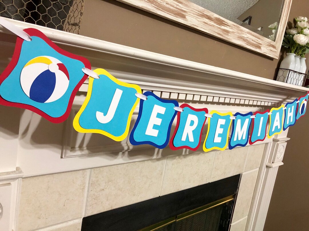 Custom Beach Ball Banner, Custom Name Banner, Custom Birthday Banner ...