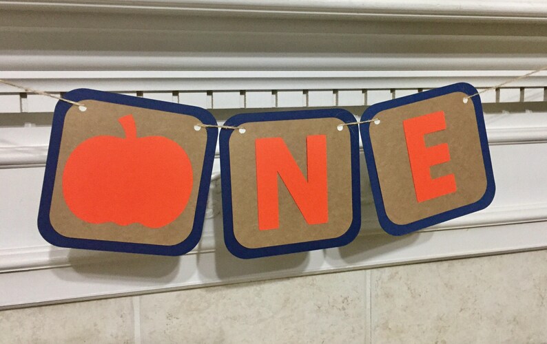 Pumpkin ONE Birthday banner High Chair ONE banner Navy Blue | Etsy