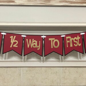 Football 1/2 Way to First Banner, 1/2 Birthday Banner, Half Birthday ...